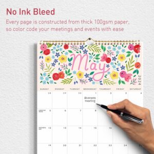 S&O Five Color Floral 2024 Wall Calendar Runs from Now to December 2024 - Tear-Off Monthly Calendar - Academic Wall Calendar - Hanging Calendar to Track Anniversaries & Appointments - 13.5"x10.5”in