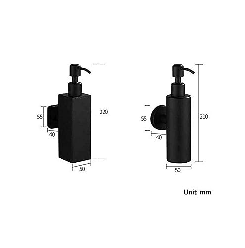 Soap Dispensers Soap Bottle Stainless Steel blackhouse Hotel Wall-Mounted soap Dispenser soap Shampoo Shower Gel Bottle Countertop (Color : Cylindrical B)