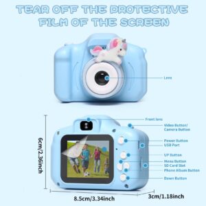 Kids Camera, Christmas Birthday Gifts for Boys Age 3-9, HD Digital Video Cameras for Toddler, Portable Toy for 3 4 5 6 7 8 Year Old Boy with 32GB SD Card(Blue)