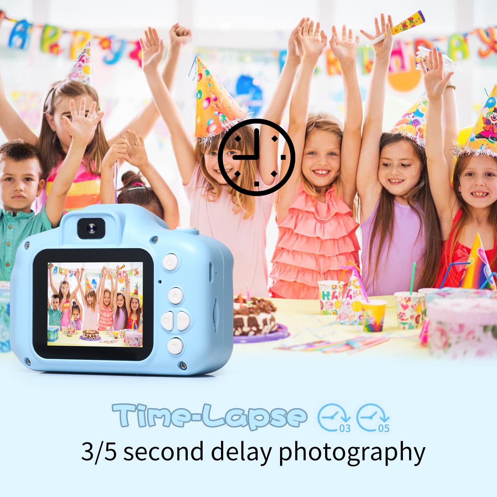 Kids Camera, Christmas Birthday Gifts for Boys Age 3-9, HD Digital Video Cameras for Toddler, Portable Toy for 3 4 5 6 7 8 Year Old Boy with 32GB SD Card(Blue)