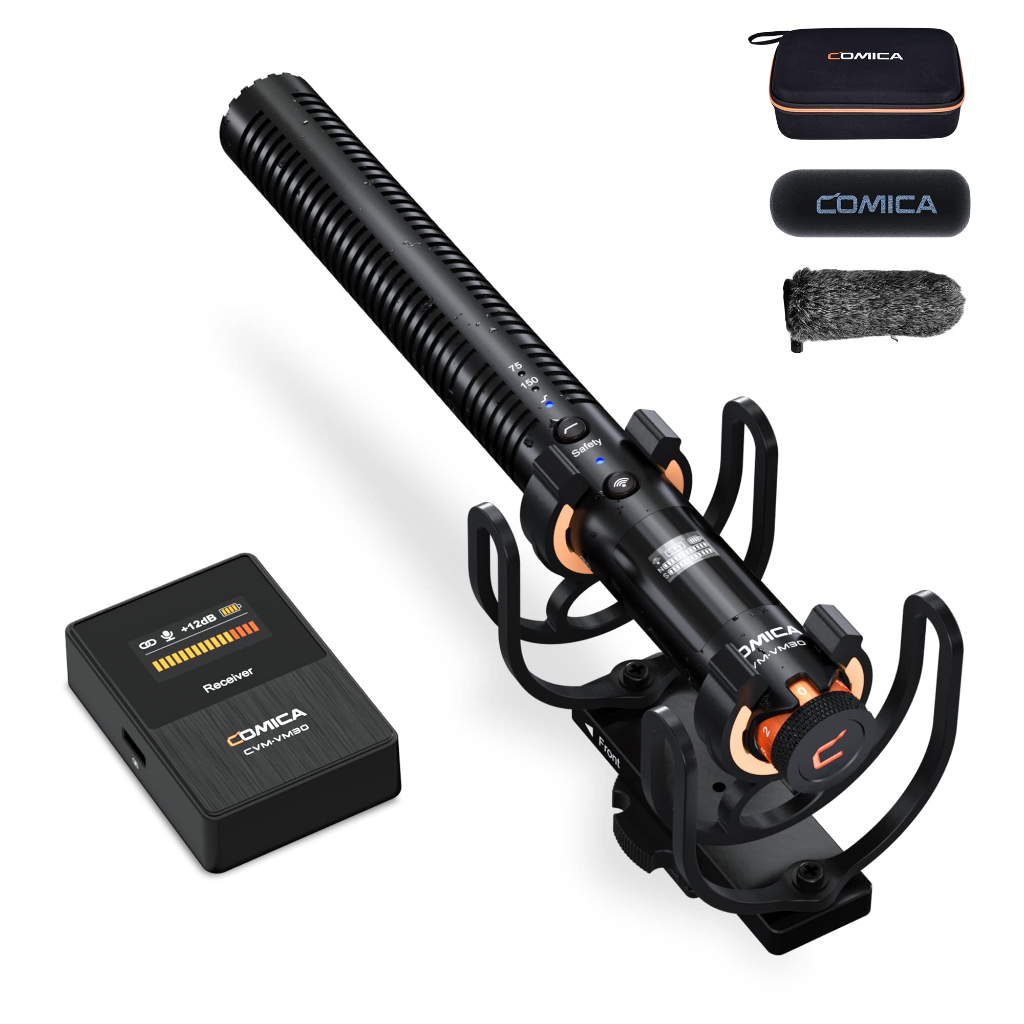 comica VM30 Shotgun Microphone, with Wireless Modes, USB C Digital Output, 75/150Hz, Super-Cardioid Universal Camera Microphone for Filmmakers, Vloggers - Wireless Mic for Camera, Smartphone, and PC