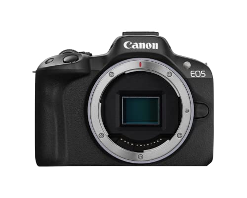 Canon EOS R50 Content Creator Kit, Mirrorless Vlogging Camera, 24.2 MP, 4K Video, DIGIC X Image Processor, RF-S18-45mm F4.5-6.3 IS STM Lens, Stereo Microphone, Tripod Grip, Wireless Remote Control