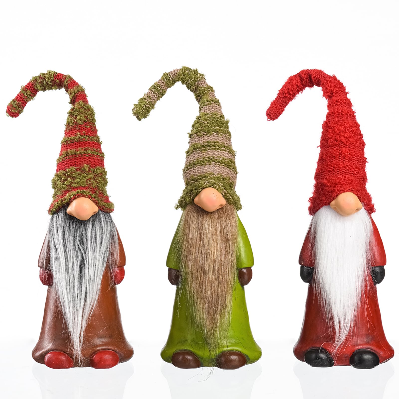 Funoasis 3PCS Exquisite and Delicate Resin & Plush Gnome Statues Swedish Christmas Gnome Innovation Home Decor Birthday Table Tiered Tray Farmhouse Decoration Figurines