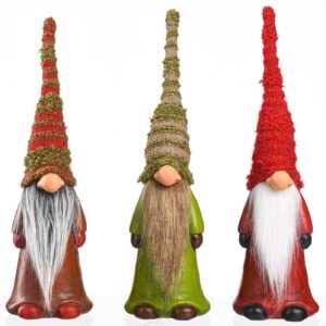 Funoasis 3PCS Exquisite and Delicate Resin & Plush Gnome Statues Swedish Christmas Gnome Innovation Home Decor Birthday Table Tiered Tray Farmhouse Decoration Figurines