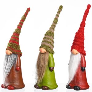 Funoasis 3PCS Exquisite and Delicate Resin & Plush Gnome Statues Swedish Christmas Gnome Innovation Home Decor Birthday Table Tiered Tray Farmhouse Decoration Figurines