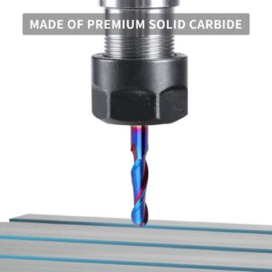 EANOSIC Carbide Ball Nose CNC Router Bit 1/4" Shank, Extra Long 3" Spiral Ball Nose End Mill Wood Milling Tool with Blue Nano NACO Coating