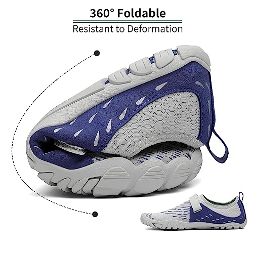 SAGUARO Water Shoes for Men Women Swim Beach Shoes Quick-Dry Zero Drop Aqua Shoes for River Wet Pool Surf Kayak Blue US 5 Men/7 Women