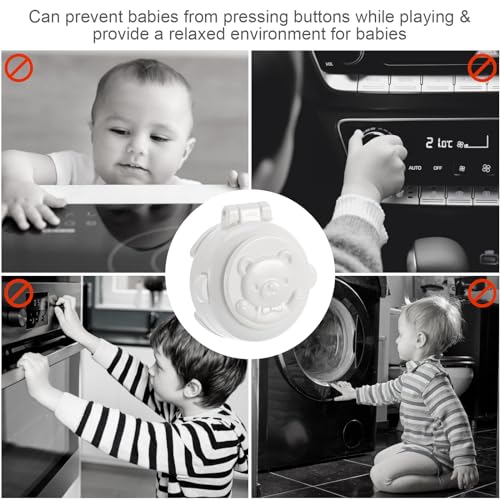 Homoyoyo 4Pcs Children Safety Button Security Lock Child Proof Car Computer Washing Machine Stove Key Start Button Protection Cover Baby Safety Lock Pressing Device