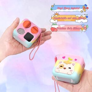 MGZNMTY Multicolor Silicone Case Compatible with Yoto Mini Player, Protective Sleeve Cover for Kids Audio Music Player, Cat Pattern Designed for Mini Player Jacket (Macarons)