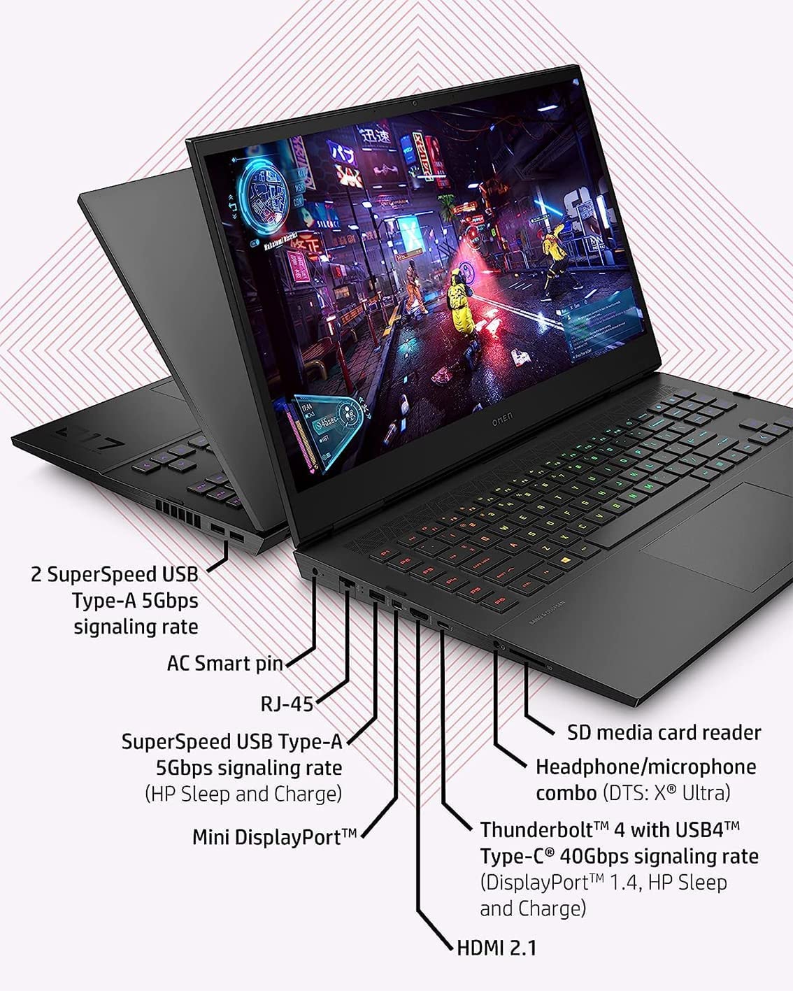 HP OMEN O17 17.3" 165Hz Gaming Laptop, Intel 12th Core i7-12700H, 64GB DDR5 RAM, 4TB PCIe SSD, NVIDIA GeForce RTX 3070Ti, RGB Backlit Keyboard, Win 11 Pro, Shadow Black, Hotface DVD-RW USB Hub