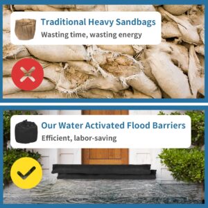 2 Pcs Sandless Sand Bags for Flooding, Water Activated Flood Barrier 5ft x 8in Water Barrier, Reusable Absorbent Sandless Sandbag for Flooding Garage Basement Door Window Flood Control in Rainy Season