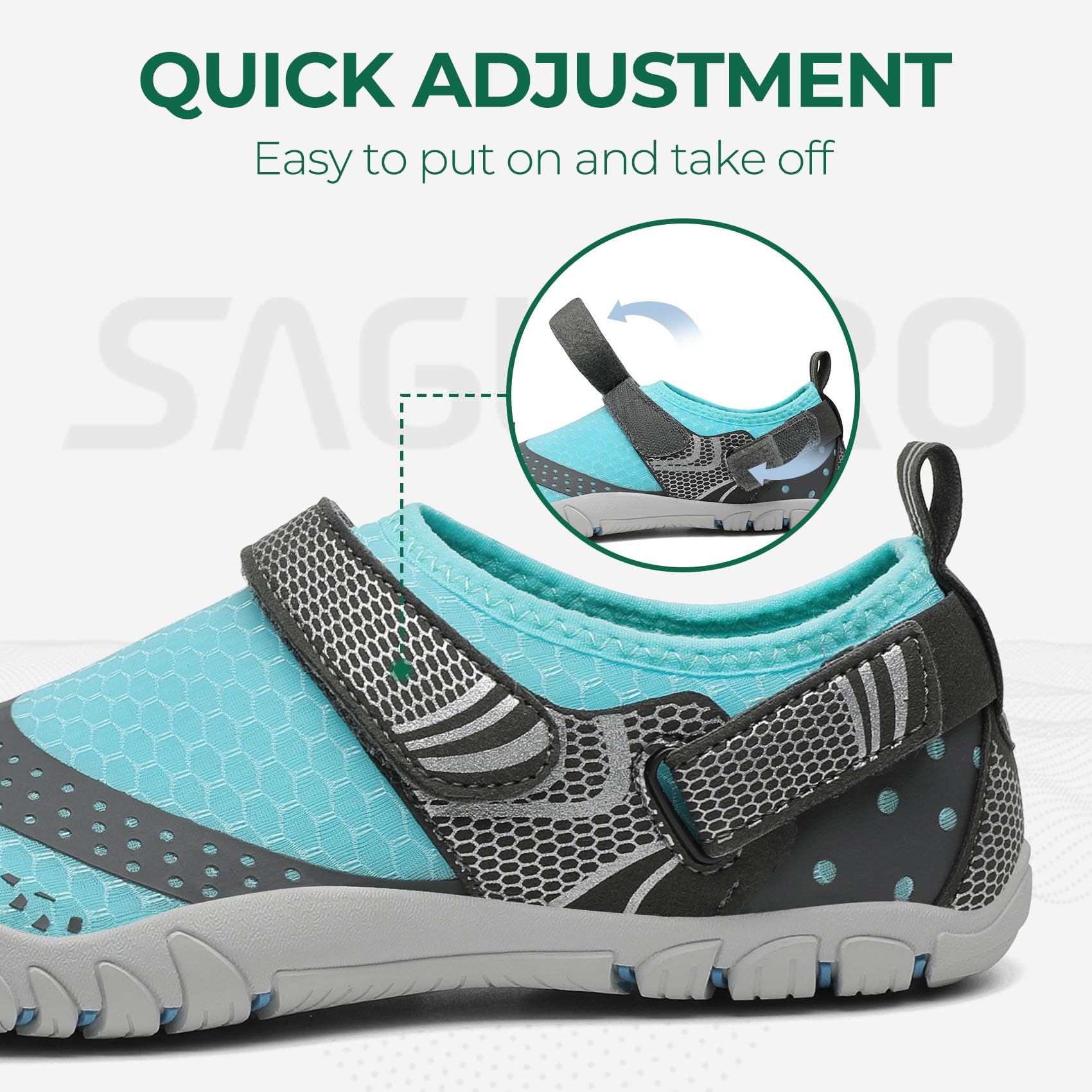 SAGUARO Water Shoes Women Barefoot Shoes Men Swiming Shoes Quick-Dry Beach Shoes Non-Slip Pool Shoes Skeletoes Shoes for Aqua Surf River Kayak Rafting Turquoise US 6 Men/8 Women