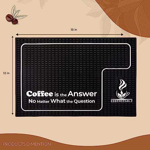 ESSENCEABLE Coffee Mat - Coffee Mat Mats for Countertop - 18" x 12" - Non-Slip, Heat-Resistant, Easy-to-Clean Coffee Matt for Counter - Premium Quality Coffee Station Mat, Espresso Mat