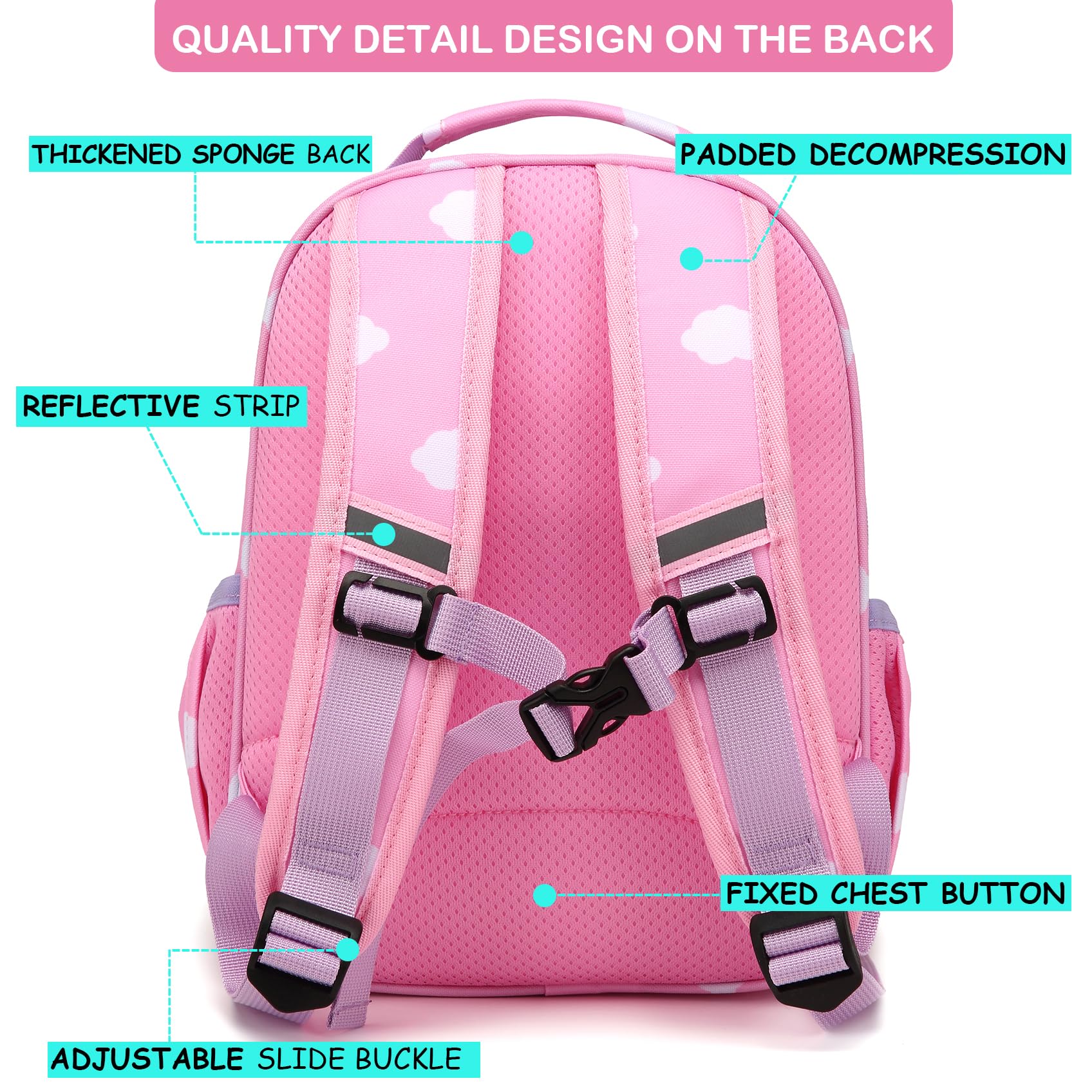 Toddler Backpack for Boys Girls, Preschool Kindergarten School Book Bag Cute Kids Backpacks with Chest Strap, Rainbow