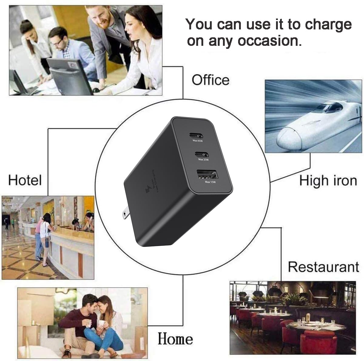 Samsung 65W Trio Adapter-3-Port GaN Super Fast Charging Wall Charger for Samsung Galaxy S23 Ultra/S23/S23+/S22 Ultra/S22/S21/S20/Note 10/20 /Earbuds and laptopsand