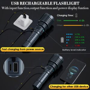 Super Bright Rechargeable Flashlights 1200000 High Lumen, Powerful LED Flashlight, IPX7 Waterproof Floodlight & Spotlight Flashlight 2-in-1 W/5 Modes for Camping, Emergency, Search & Rescue