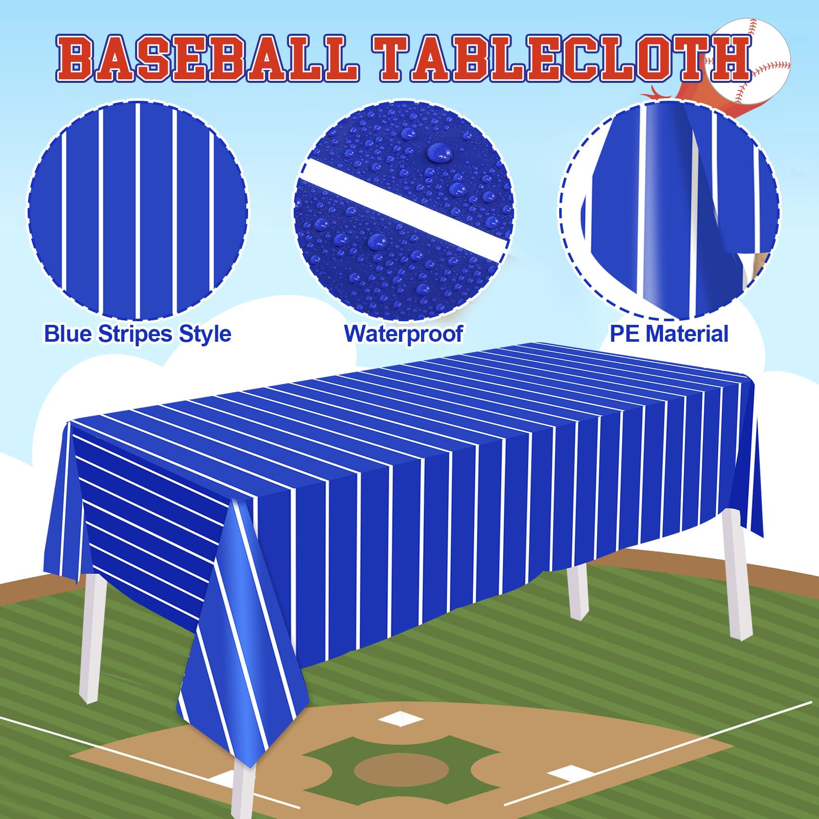 Winrayk 127Pcs Baseball Birthday Party Decorations Supplies Red White and Blue Baseball Balloon Arch Backdrop Tablecloth Star Glove Baseball Foil Balloon, Teen Kids Girls Boys Sports Party Decorations