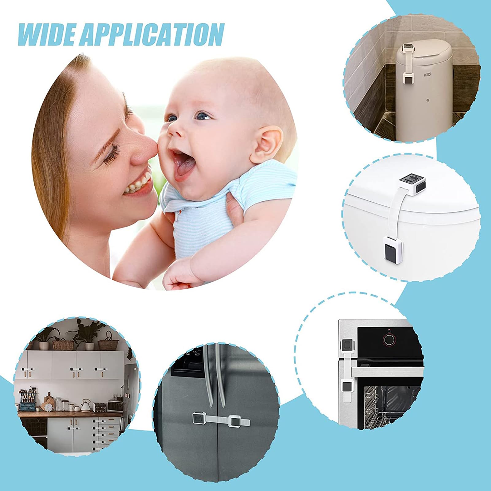 2 PCS New Version Baby Proof Child Locks for Cabinets - Child Safety Cabinet Locks for Babies, No Screws & Magnets Multi-Purpose for Drawers, Fridge, Dishwasher, Ovens, Toile…