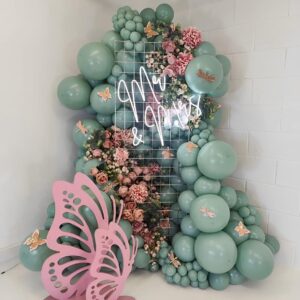 Dusty Green Balloons Garland Arch Kit 143pcs Pastel Dusty Mint Green Balloons Different Sizes 24In 10In 5In Latex Balloon For Birthday Baby shower Wedding Party Decoration