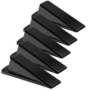 crosize 5 pack door stoppers for bottom of door, premium rubber door stops, sturdy door wedge for carpet, tile, concrete, wood, door holder for heavy duty door, black