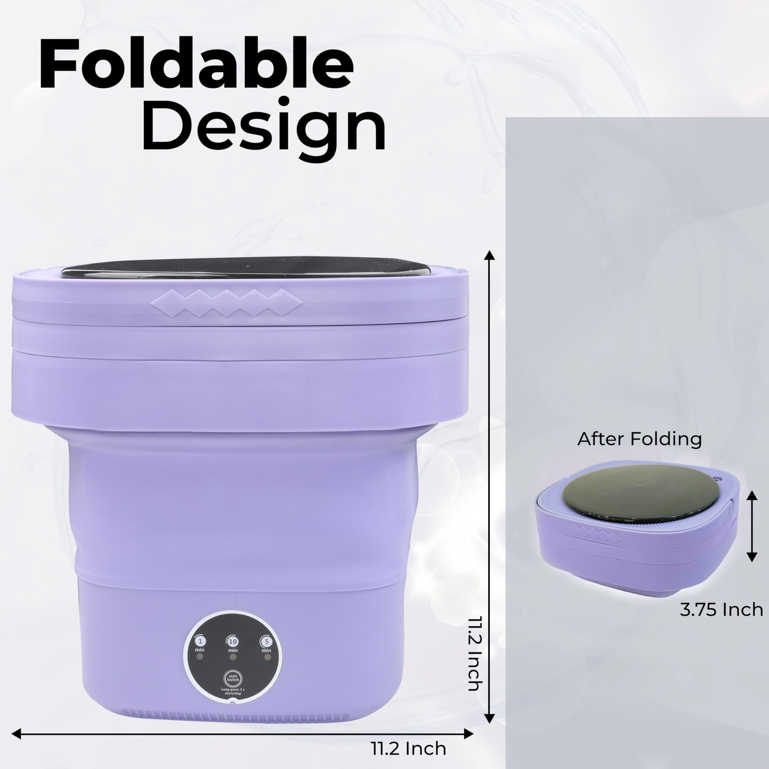 Foldable Portable Washing Machine - Mini Washer & Dryer Combo Washing Machine Suitable for Small Clothes Socks & Underwear, Collapsible Wash Machine for Baby Clothes Apartments Dorm & Travel - Purple