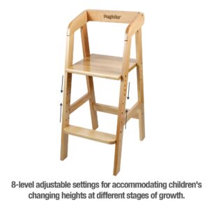 PandaEar Wooden High Chair for Toddlers, Adjustable Child Highchair Feeding Chair with Removable Cushion & Steps for Kids Dining, Eating, Studying