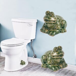 Toilet Bolt Caps, Decorative Toilet Bolt Covers, Ceramic Cute Frog Covers Toilet Bolts Bathroom Decor Easy installation Set of 2(Green frog)