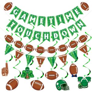 football hanging swirl banner decorations supplies include game time touch down banner pennant banner hanging spirals for sport tailgate game day birthday party