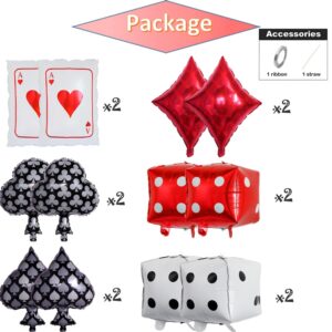 Casino theme party supplies foil balloons Las Vegas theme party Poker night party supplies,Heart Spade Diamond Club Shaped Balloons and Dice Shaped Balloons for casino theme birthday decoration