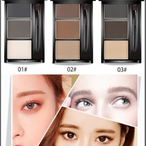 Eyebrow Powder Makeup Kit-3 Colors Eye Brow Powder Palette Long-Lasting Waterproof, Dark/light Brown Brow Filler, Fill & Sculpt Full Eyebrows for Women, With Mirror, Brow Brush & Razor-Set 02