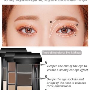 Eyebrow Powder Makeup Kit-3 Colors Eye Brow Powder Palette Long-Lasting Waterproof, Dark/light Brown Brow Filler, Fill & Sculpt Full Eyebrows for Women, With Mirror, Brow Brush & Razor-Set 02