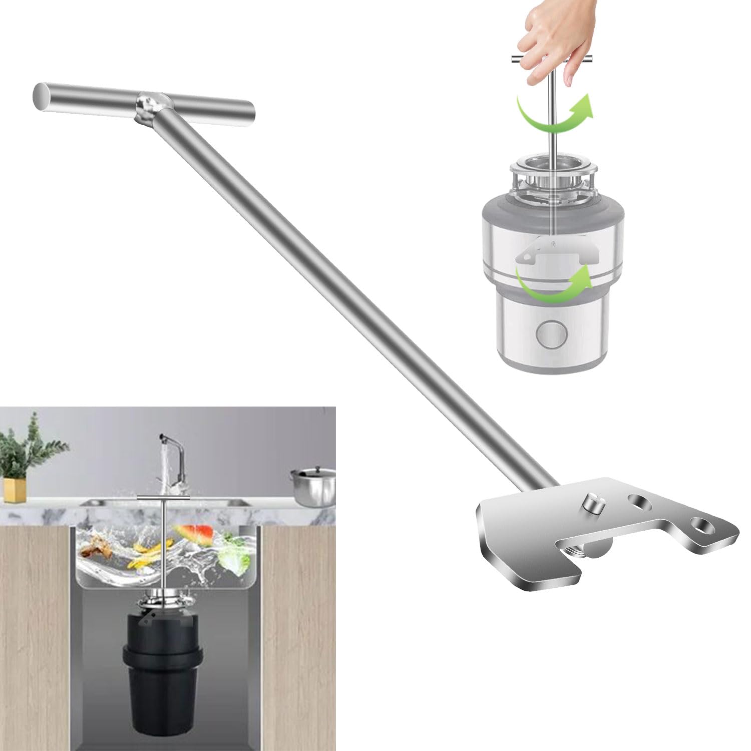 Garbage Disposer Unjamming Wrench Compatible With all Waste King & Moen Garbage Disposals Used to Remove any Blockage or Debris Above The Sink Silver