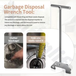 Garbage Disposer Unjamming Wrench Compatible With all Waste King & Moen Garbage Disposals Used to Remove any Blockage or Debris Above The Sink Silver