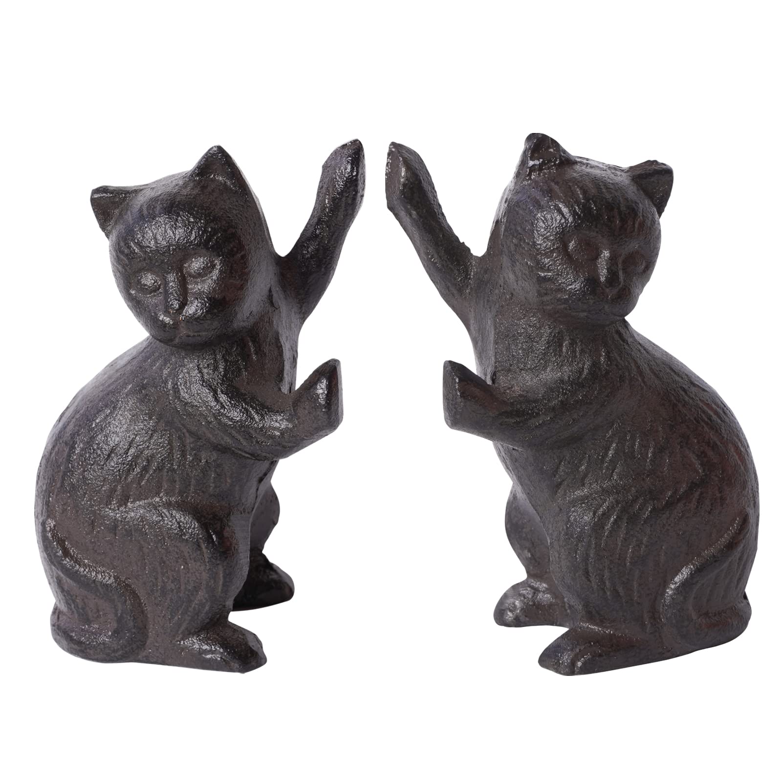 GDYOOSHOW Cast Iron Door Stop Cat Heavy Duty Door Stopper 2Pcs Black Floor Decorative Statue Rustic Book Stopper Heavy Bookend (Brown Rust)