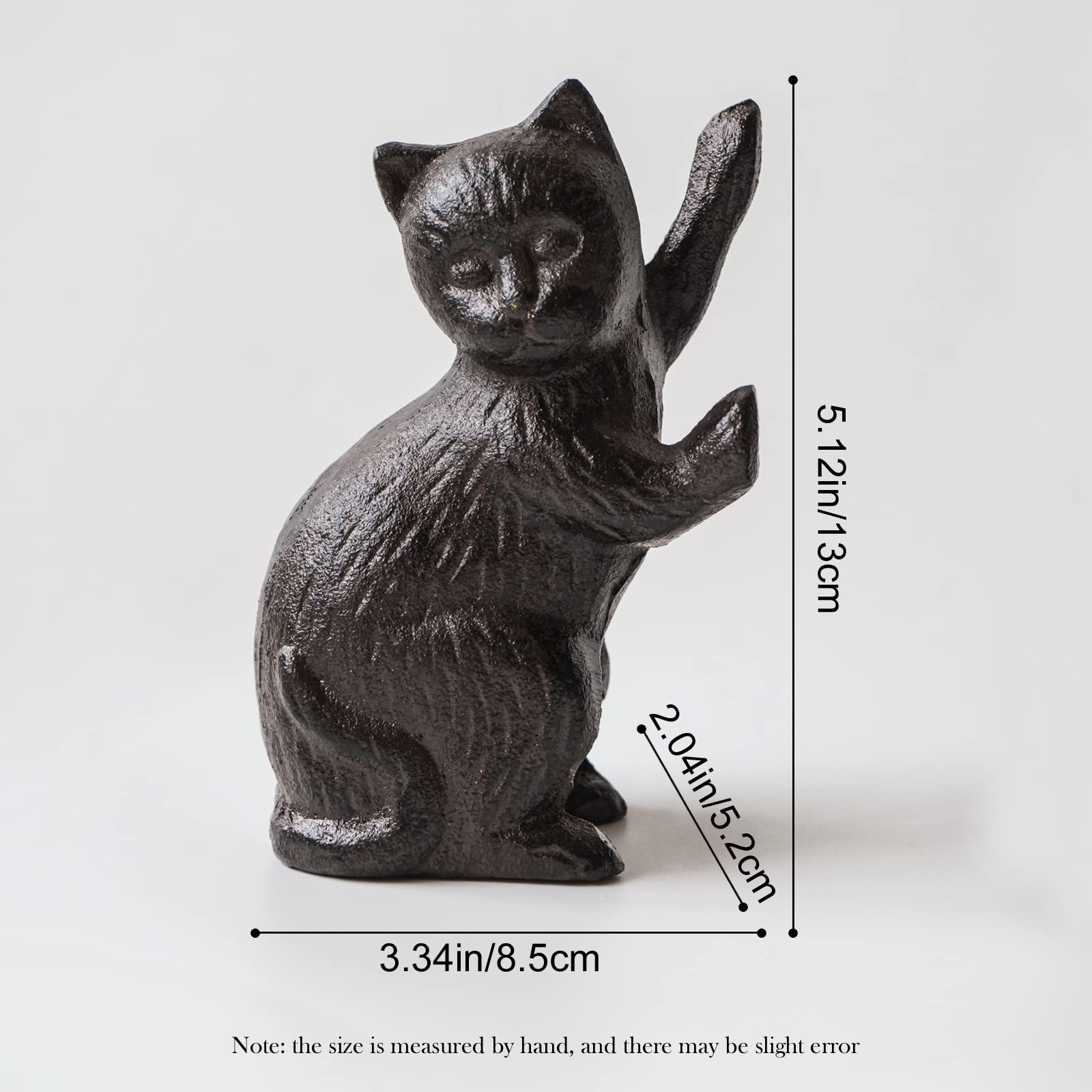 GDYOOSHOW Cast Iron Door Stop Cat Heavy Duty Door Stopper 2Pcs Black Floor Decorative Statue Rustic Book Stopper Heavy Bookend (Brown Rust)