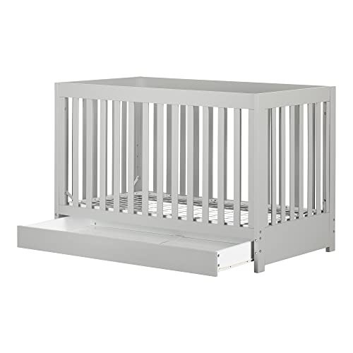 South Shore, Cookie Crib with Drawer, Soft Gray