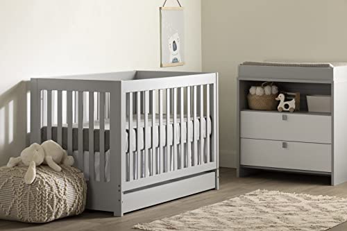 South Shore, Cookie Crib with Drawer, Soft Gray