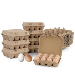 ruralty paper egg cartons for chicken eggs 25 pack - holds dozen jumbo egg cartons bulk - vintage 3x4 flat top egg cartons made from recycled paper pulp - easily personalized blank egg cartons bulk