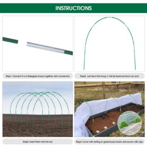 JCKHXG Garden Hoops for Raised Bed, 6 Sets of 8FT Long Greenhouse Hoops Grow Tunnel, Rust-Free Fiberglass Support Hoops Frame for Netting, DIY Plant Support Garden Stakes for Row Cover, 36pcs