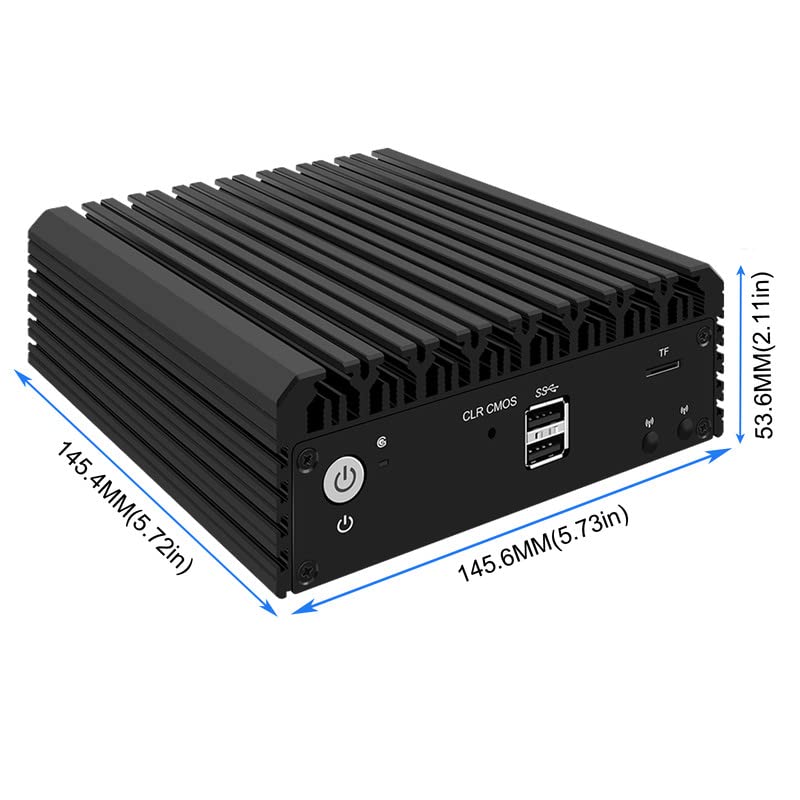 Micro Firewall Appliance Intel N200 Quad Core, 4 Intel I226-V 2.5GbE NIC Ports Fanless Mini PC, Network Gateway Soft Router Mini Computer, Support AES-NI, DDR5 RAM, Barebone, 8GB RAM 128GB SSD