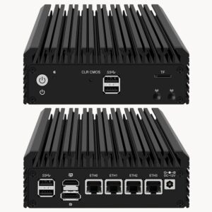 Micro Firewall Appliance Intel N200 Quad Core, 4 Intel I226-V 2.5GbE NIC Ports Fanless Mini PC, Network Gateway Soft Router Mini Computer, Support AES-NI, DDR5 RAM, Barebone, 8GB RAM 128GB SSD