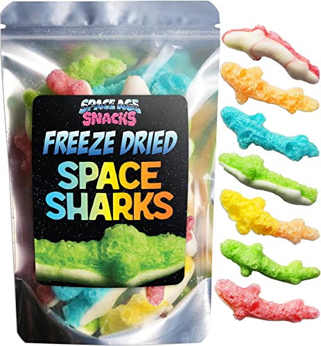 Freeze Dried Gummy Sharks - Premium Candy Shipped in a Box for Extra Protection - Space Age Snacks Space Sharks Freeze Dry Candy for All Ages (3 Ounce)