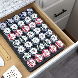 Polar Whale Coffee Pod Storage Organizer Tray Drawer Insert for Kitchen Home Office Waterproof 10.9 x 14.9 Inches Holds 35 Compatible with Keurig K-Cup Durable Dark Gray Foam Made In The USA