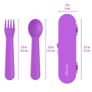 Bentgo® Kids Utensil Set - Reusable Plastic Fork, Spoon & Storage Case - BPA-Free Materials, Easy-Grip Handles, Dishwasher Safe - Ideal for School Lunch, Travel, & Outdoors (Purple)