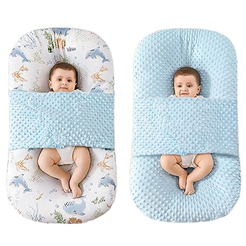 Baby Lounger - Baby Lounger for Newborn - Baby Lounger Pillow - Soft 100% Cotton - Baby Nest - Infant Lounger - Baby Pillow for Newborn - Newborn Lounger - Bassinet Mattress (Baby Blue)