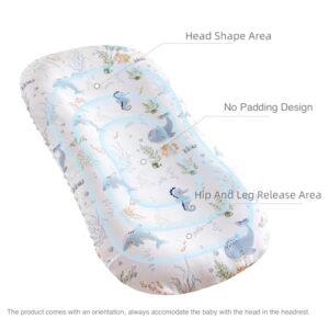 Baby Lounger - Baby Lounger for Newborn - Baby Lounger Pillow - Soft 100% Cotton - Baby Nest - Infant Lounger - Baby Pillow for Newborn - Newborn Lounger - Bassinet Mattress (Baby Blue)