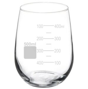 mip 17 oz stemless wine glass goblet beaker style measuring cup 500 milliliter ml chemistry gift, science gift