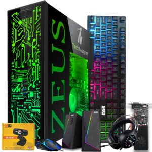 techmagnet gaming desktop pc, intel i7 6th gen, zeus pro 6, gt 1030, 32gb ram argb, 1tb ssd + 4tb hdd, rgb front panel 385 patterns, rgb kit, win 10 pro (renewed)