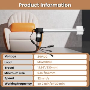 EXMIATOV Power Sofa Lift Motor Compatible with okin Electric Recliner Motor Actuator,Part # JLDQ-11, JLDQ-1A, JLDQ.11.156.333K for Electric Recliner Lift Chair-13/330mm