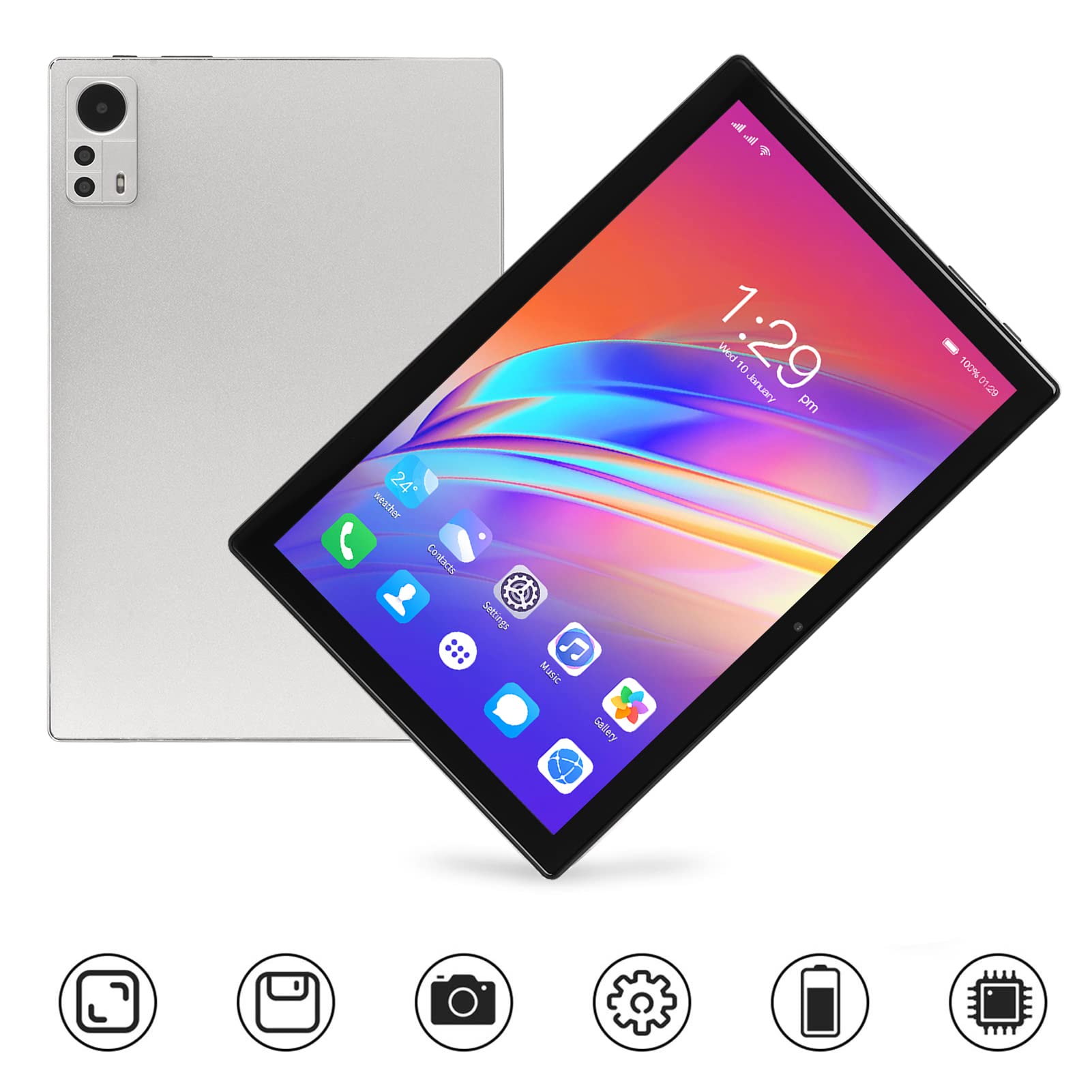 Yoidesu Tablet 10.1 Inch for Android, 4G Calling Tablet with Keyboard, 8GB RAM 256GB ROM, FHD Touch Screen, Dual Speakers Dual Cam, Octa Core CPU Gaming Tablet for Kids Students (US Plug)